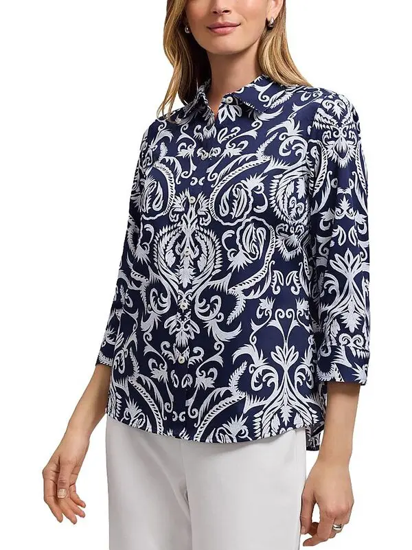 Foxcroft Hampton Button Down Shirt - Navy/ White