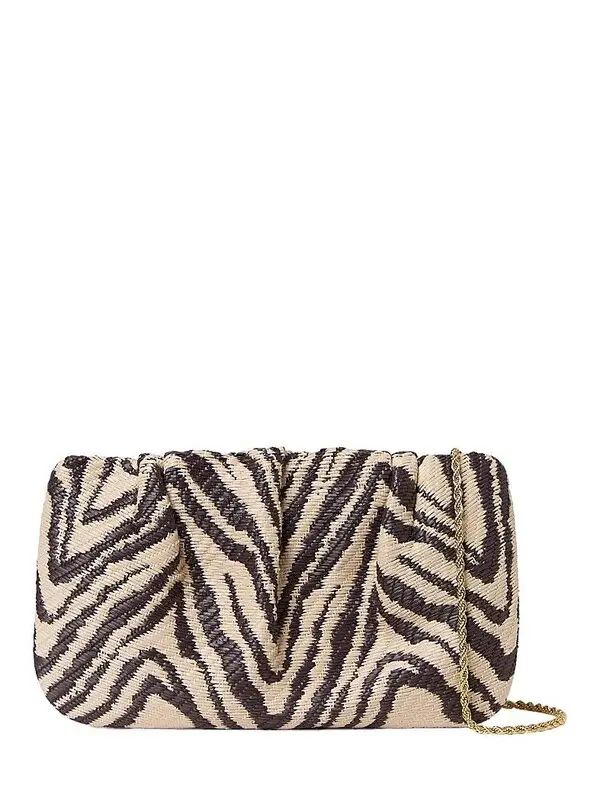 LOEFFLER RANDALL Serena Gathered Clutch - Zebra