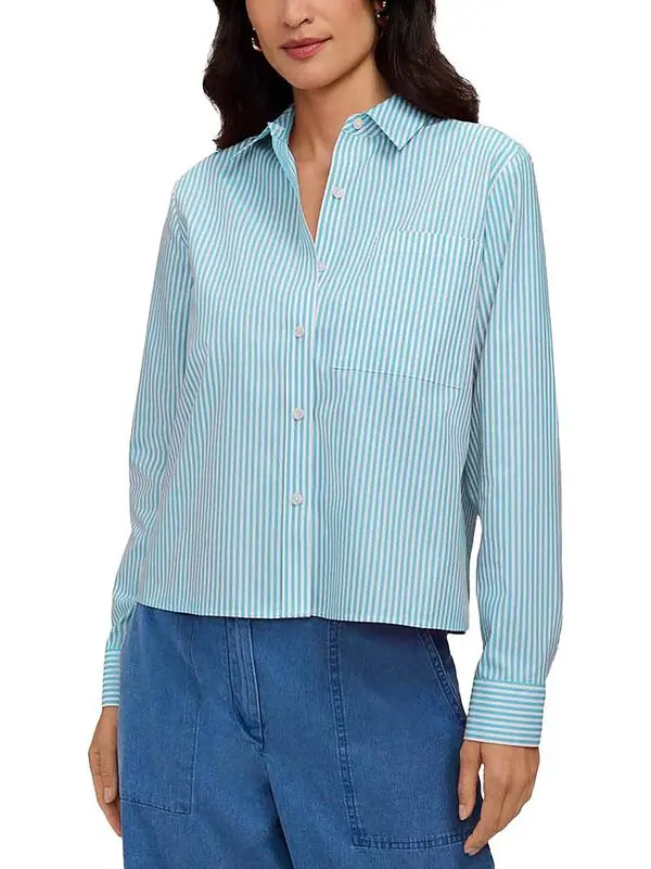 Foxcroft Jodie Striped Cotton Shirt - Capri/ White