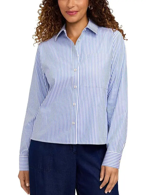 Foxcroft Jodie Striped Shirt - Powder Blue