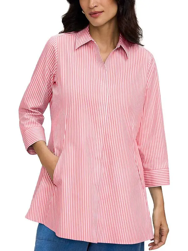 Foxcroft Cici Stripe Shirt - Coral Reef