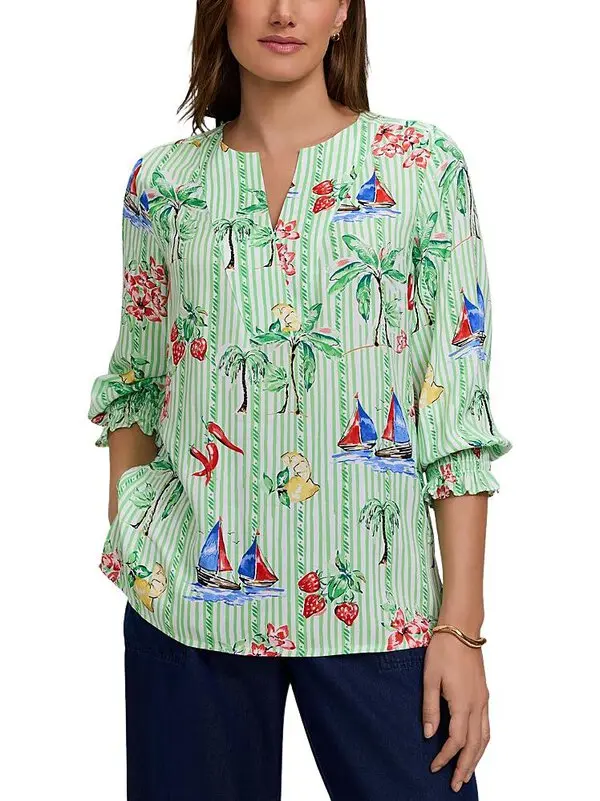 Foxcroft Alicia Printed Top - Green Multi