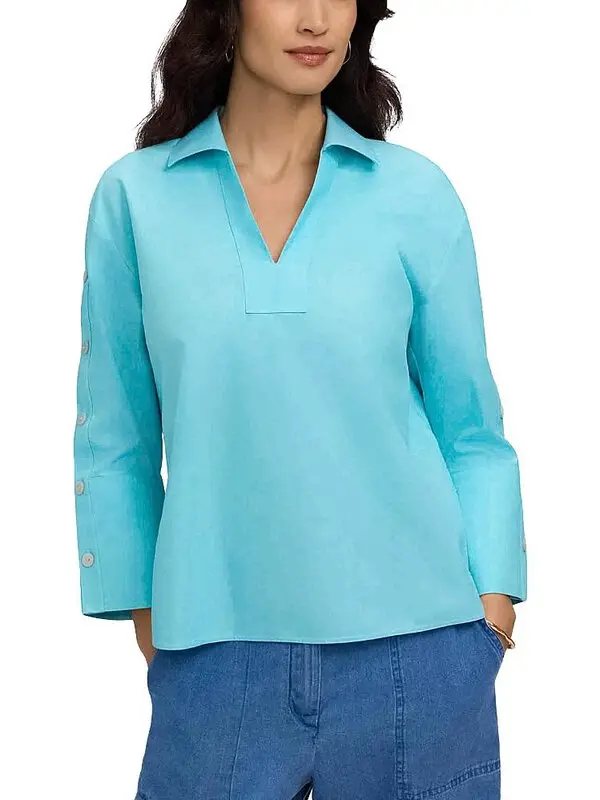 Foxcroft Lainey Poplin Top - Capri