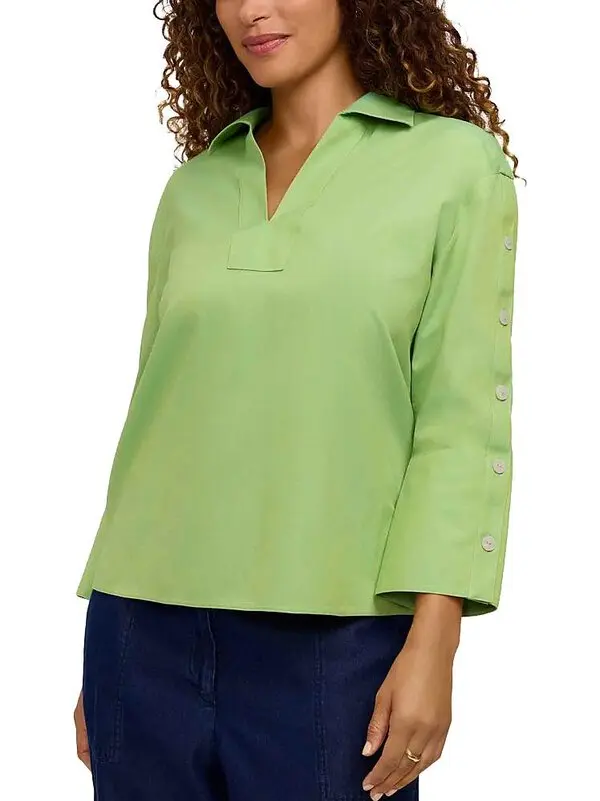 Foxcroft Lainey Poplin Top - Mojito