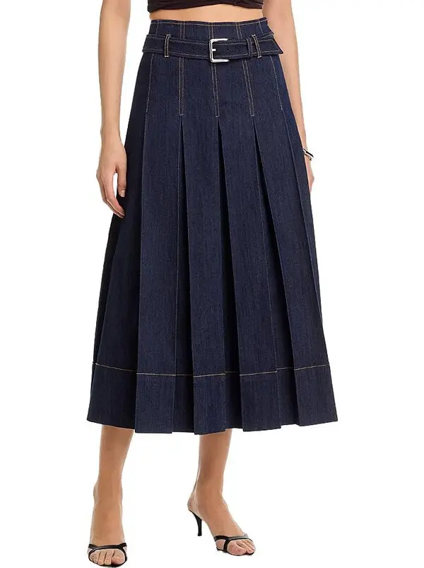 Cinq À Sept Rylee Pleated Midi Skirt - Indigo