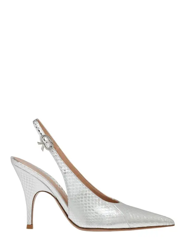 GIANVITO ROSSI Sofia Slingbacks - Silver - Ayers Leather