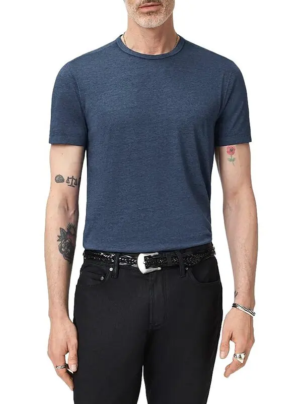 John Varvatos Bale Burnout Short Sleeve T-shirt - Oiled Blue