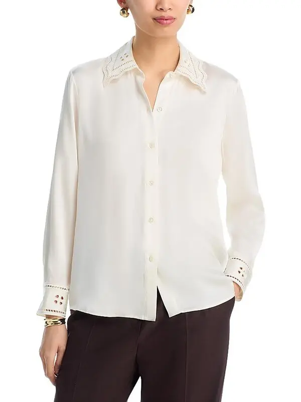 Rails Clarise Silk Eyelet Blouse - Ivory Eyelet
