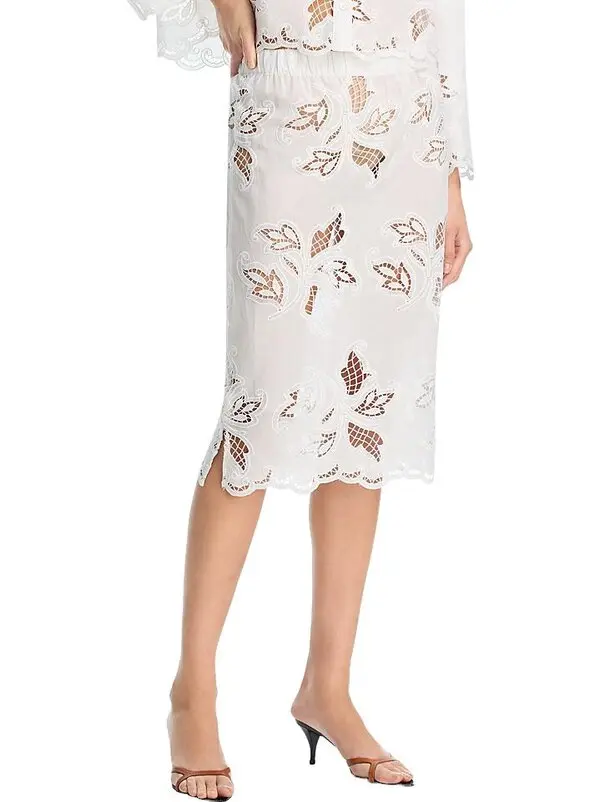 CISSA Pull On Midi Pencil Skirt - White