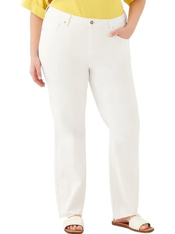 Karen Kane Raw Hem Straight Jeans - Off White