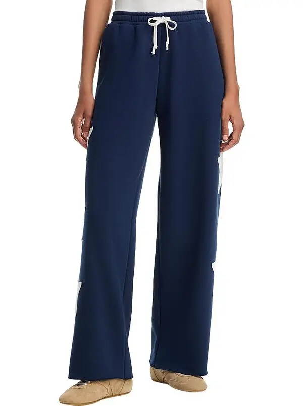 Vintage Havana Wide Leg Reverse Terry Pants - Navy