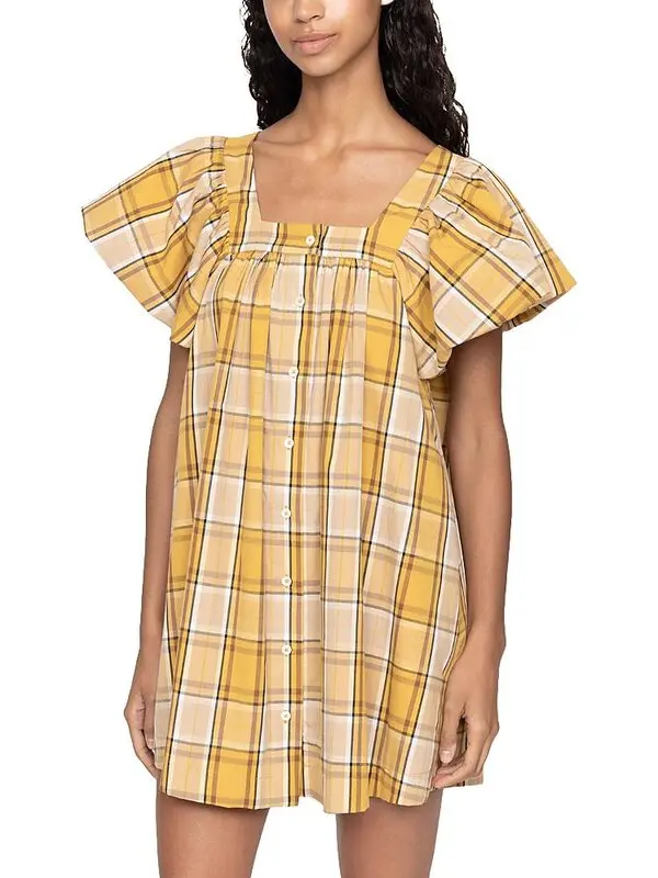 Sea Plaid Mini Dress - Yellow