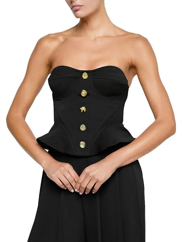 L'Agence Anna Structured Peplum Corset Top - Black