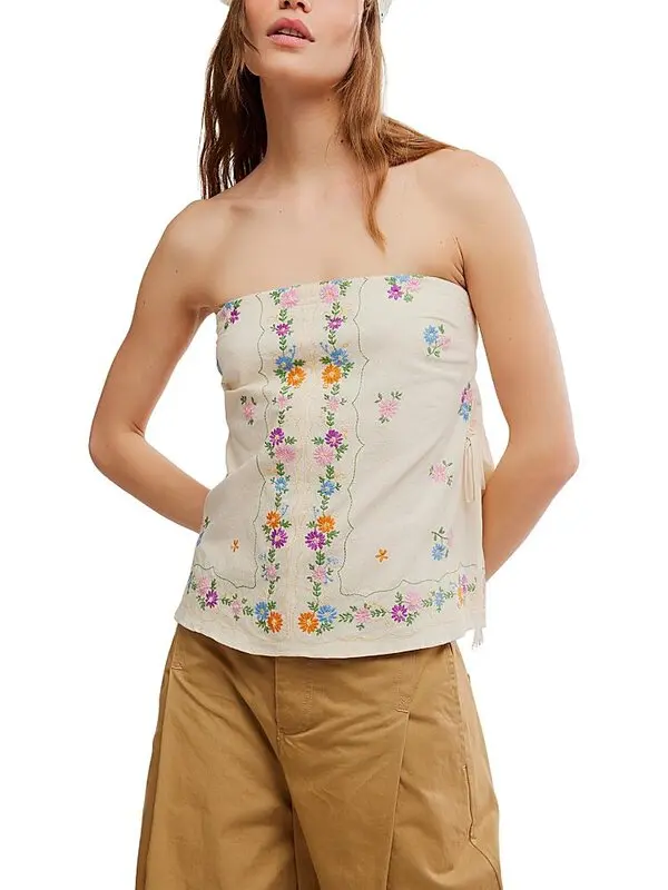 Free People Doily Days Strapless Top - Cream Combo