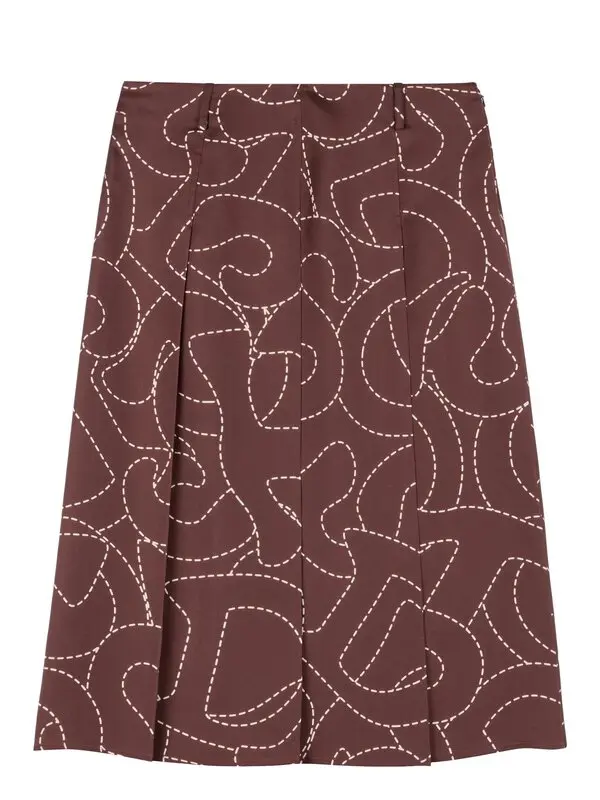 TOD'S Lunar New Year Silk Twill Skirt - Brown