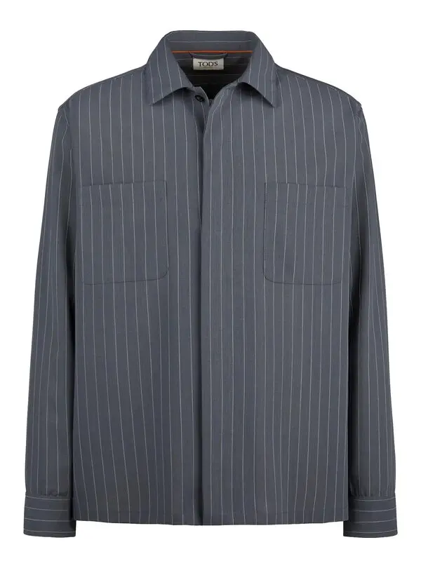 TOD'S Shirt In Pinstripe Wool - Grey