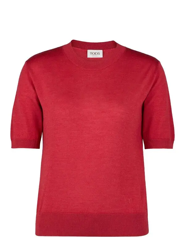 TOD'S Short-sleeved Silk Blend Pullover - Red