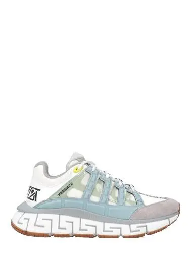 Versace Sneakers In Calfskin And Textile Fibers - White