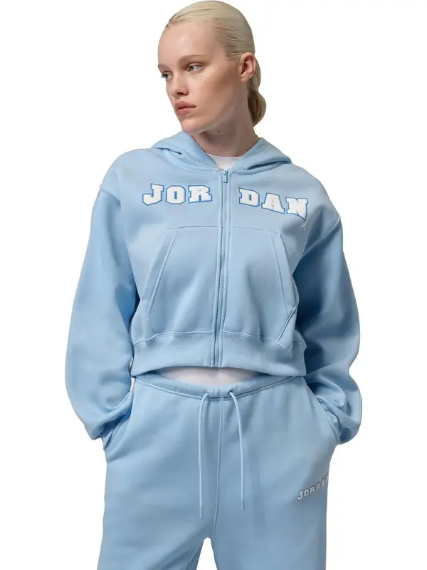 JORDAN Brooklyn Fleece Full-zip Mod-crop Hoodie - Blue