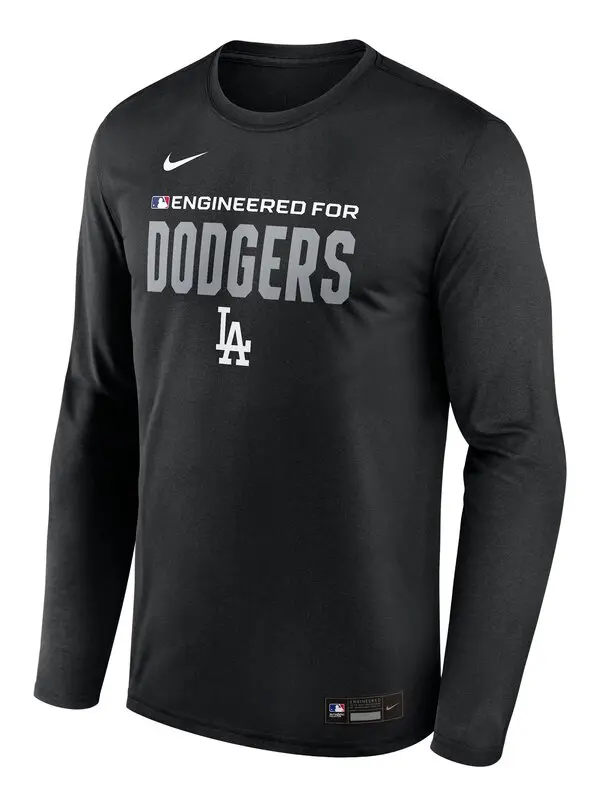 Nike Los Angeles Dodgers Authentic Collection Team Issue Dri-fit Mlb Long-sleeve T-shirt - Black