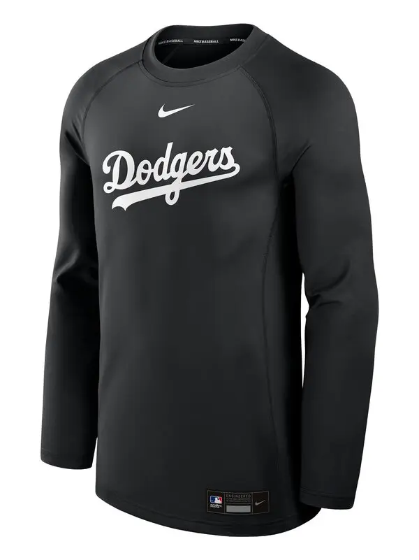 Nike Los Angeles Dodgers Authentic Collection Game Time Dri-fit Mlb Long-sleeve T-shirt - Black
