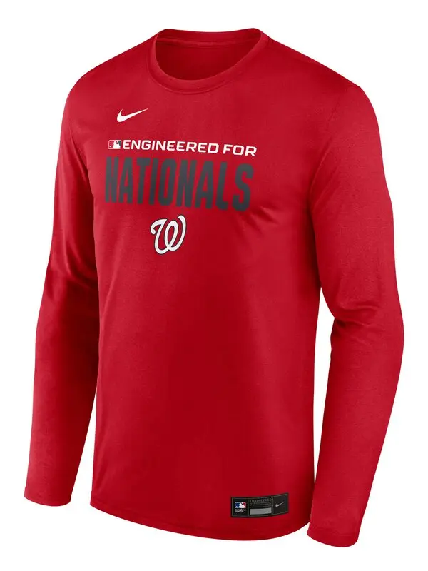 Nike Washington Nationals Authentic Collection Team Issue Dri-fit Mlb Long-sleeve T-shirt - Red