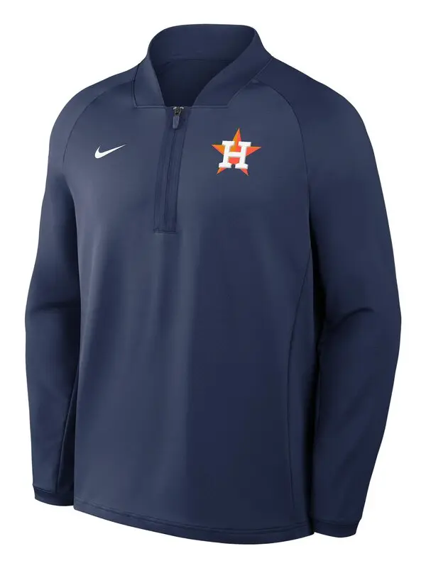 Nike Houston Astros Authentic Collection Dri-fit Mlb 1/2-zip Long-sleeve Top - Blue