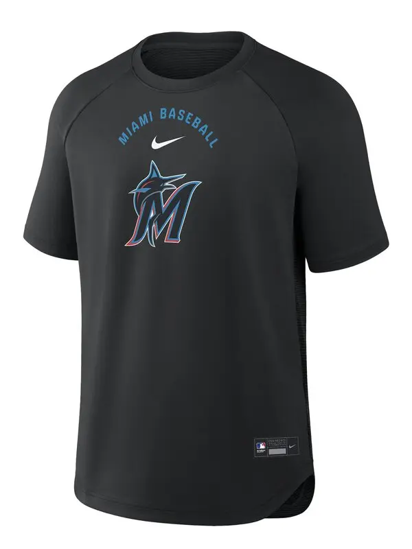 Nike Miami Marlins Authentic Collection Batting Practice Pregame Mlb Top - Black