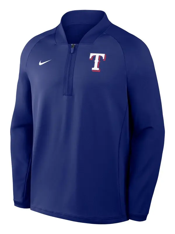 Nike Texas Rangers Authentic Collection Dri-fit Mlb 1/2-zip Long-sleeve Top - Blue