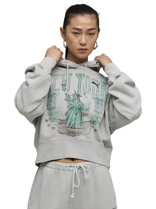 PUMA Wardrobe Essentials Nyc Cropped Hoodie - Gray