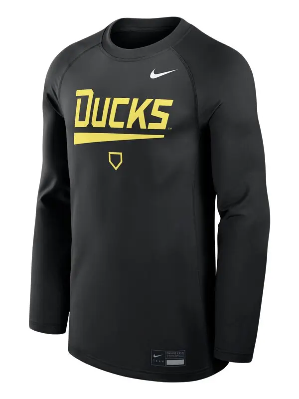 Nike Oregon Dugout Game Time Dri-fit College Long-sleeve T-shirt - Black