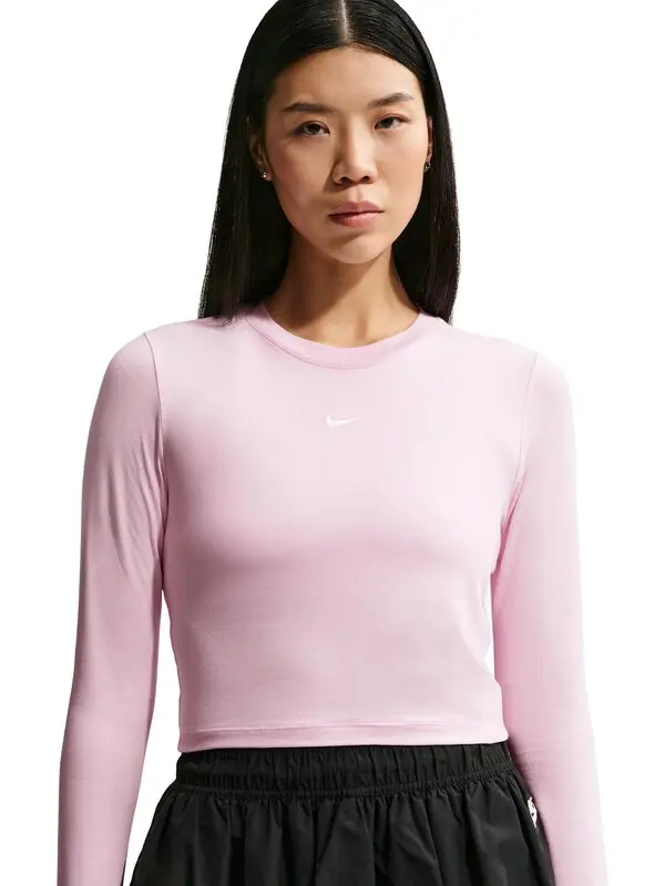 Nike Sportswear Chill Knit Slim Long-sleeve Cropped Top - Pink