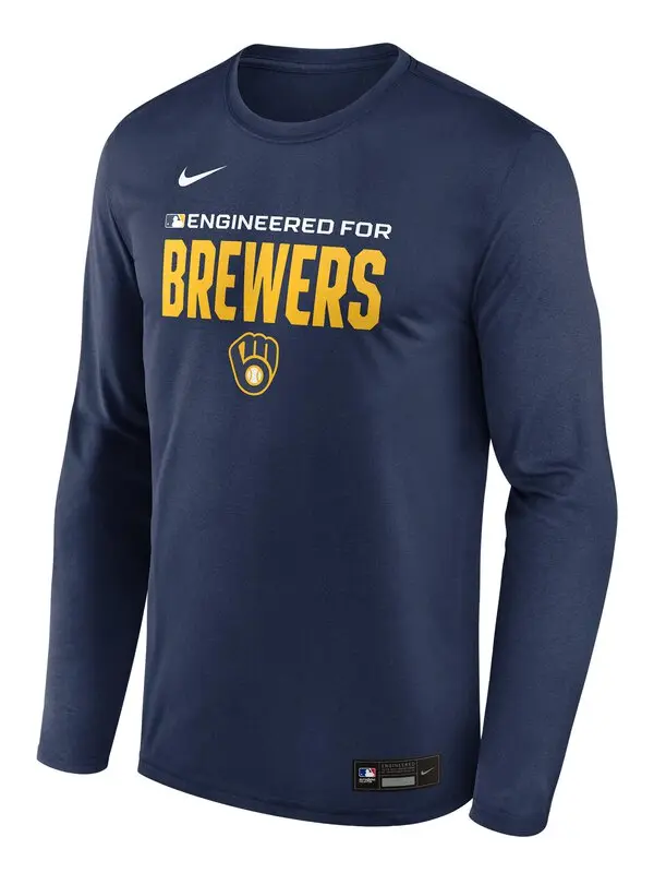 Nike Milwaukee Brewers Authentic Collection Team Issue Dri-fit Mlb Long-sleeve T-shirt - Blue