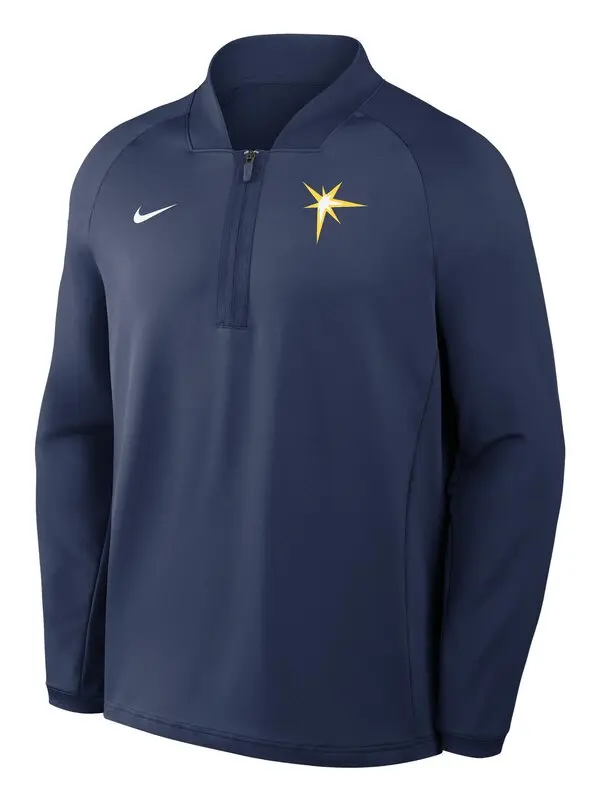 Nike Tampa Bay Rays Authentic Collection Dri-fit Mlb 1/2-zip Long-sleeve Top - Blue