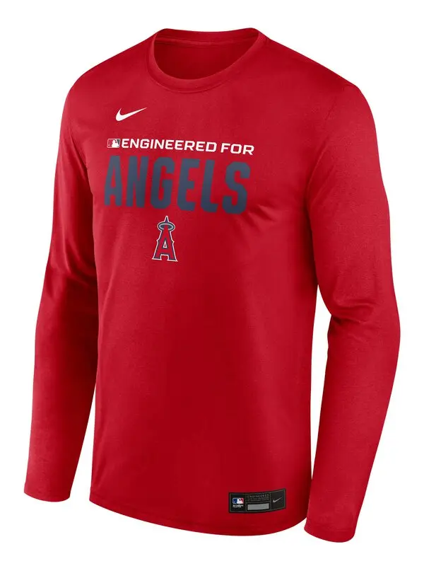 Nike Los Angeles Angels Authentic Collection Team Issue Dri-fit Mlb Long-sleeve T-shirt - Red