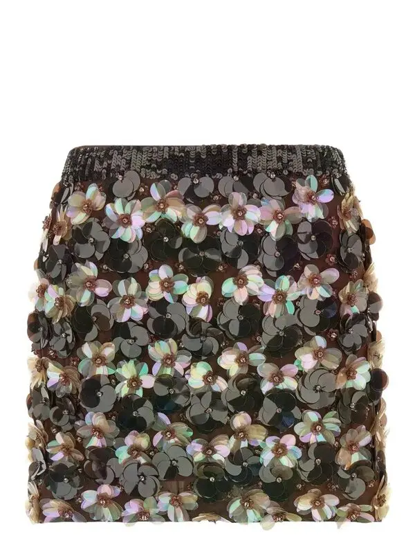 P.a.r.o.s.h Floral-sequin Skirt - Black