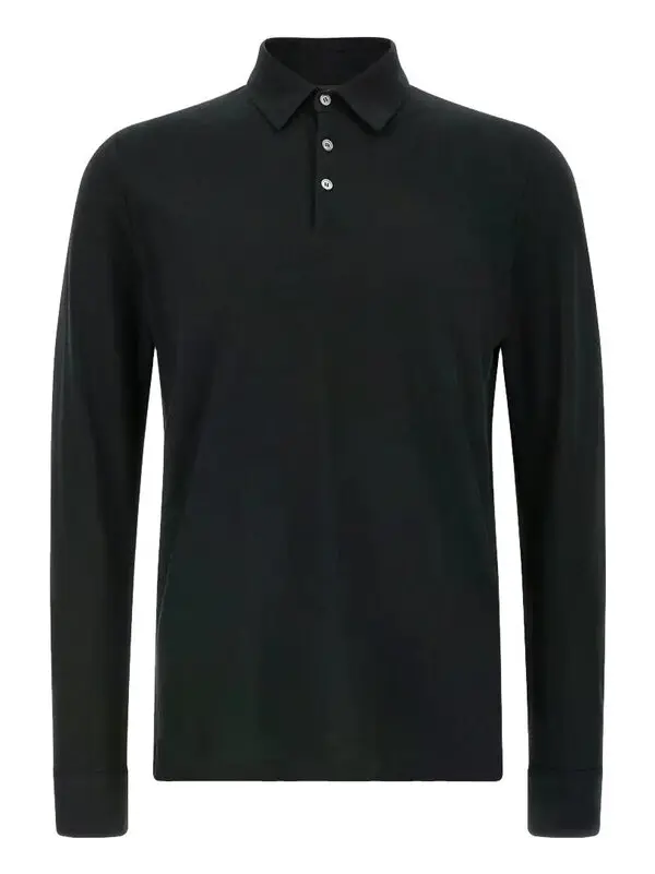 ZANONE Cuffed-sleeves Polo Shirt - Black