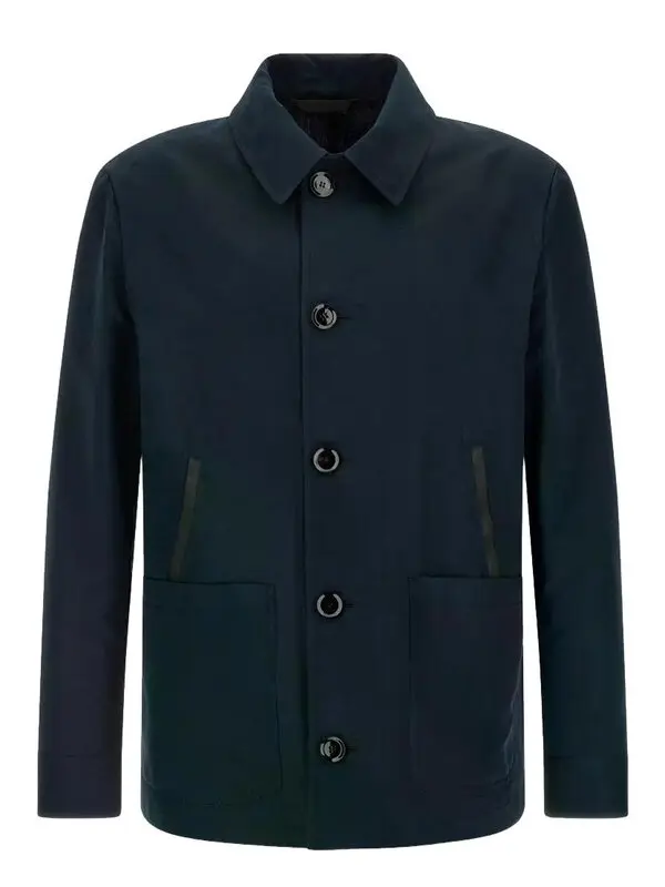 Brioni Button Leather Pocket Jacket - Blue