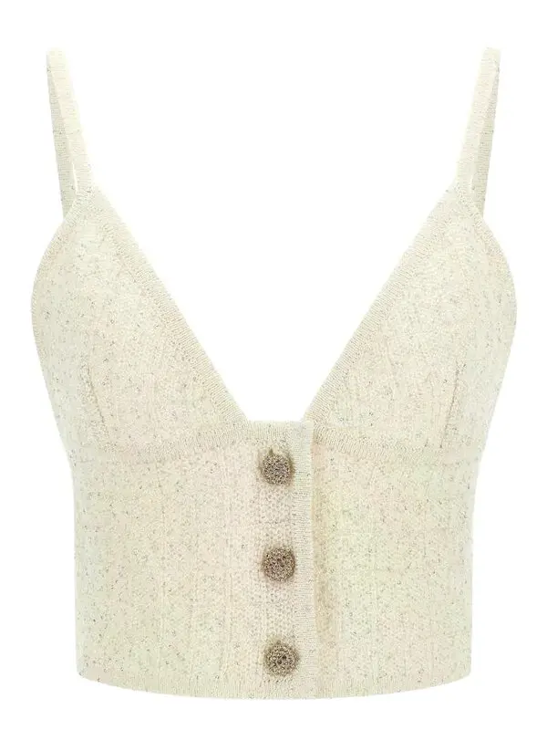Alessandra Rich V-neck Tank Top - Neutrals