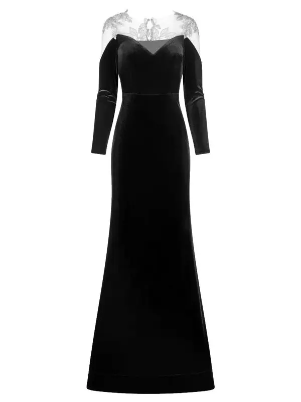 IMROSKA 26 Leaves Maxi Dress - Black