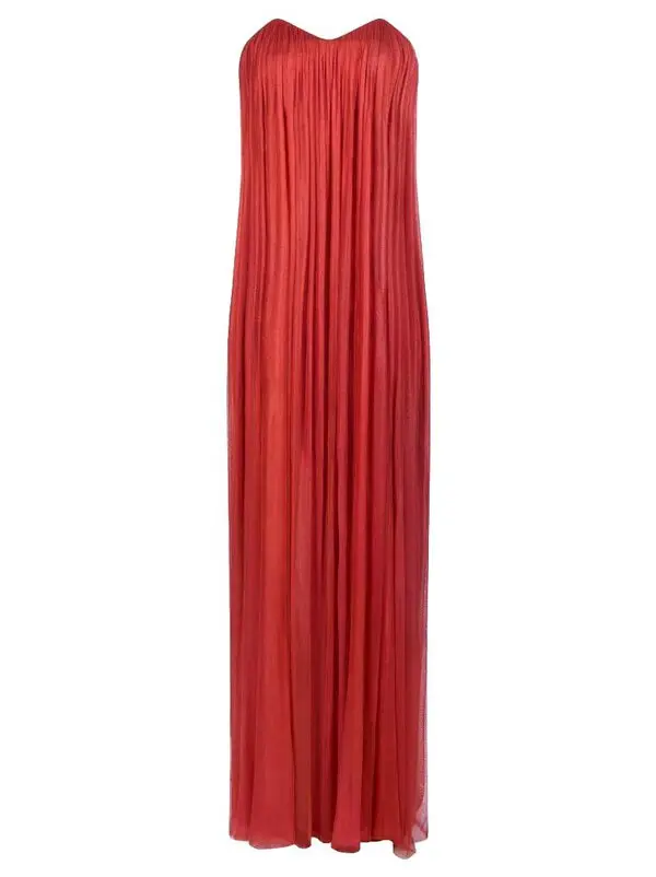 IMROSKA Gaia Metallic-finish Strapless Maxi Dress - Red