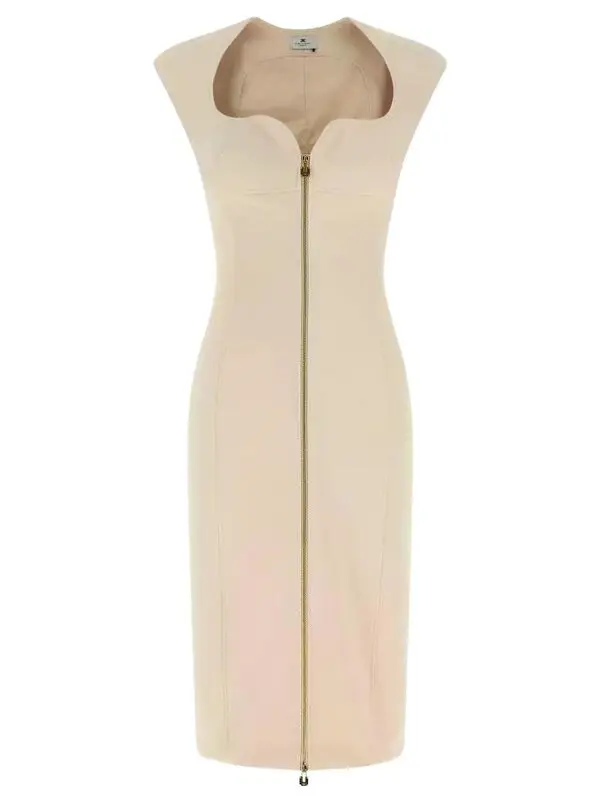 Elisabetta Franchi Cap-sleeve Zip-up Dress - Neutrals
