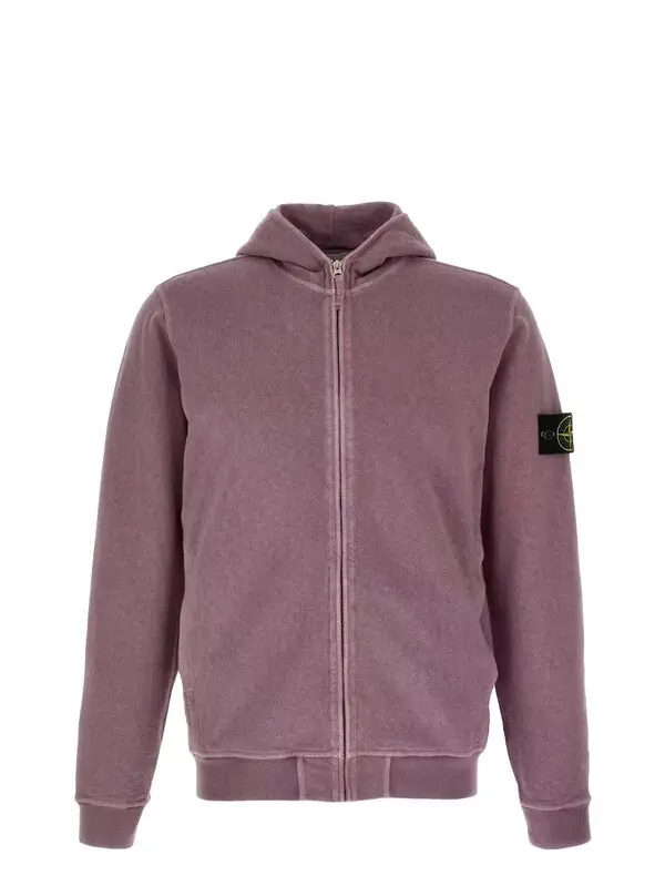 Stone Island Hoodie With Logo Badge - Purple