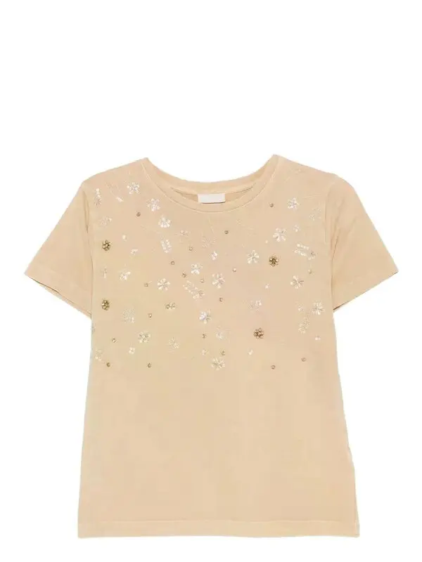 Liu Jo Sequin-embellished T-shirt - Neutrals