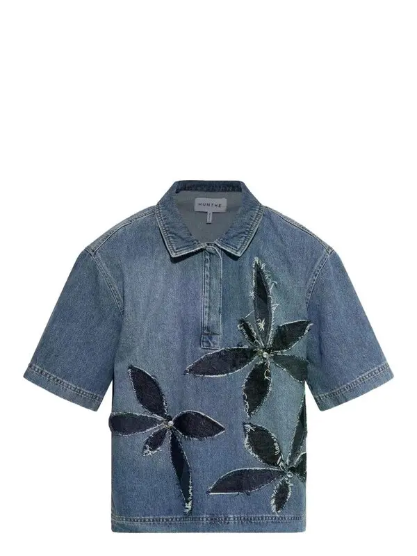 Munthe Floral-appliqué Shirt - Blue