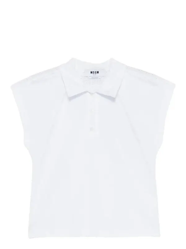 MSGM Pointelle Short-sleeve Polo Top - White