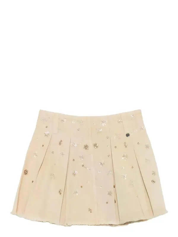 Liu Jo Beaded Pleated Mini Skirt - Neutrals