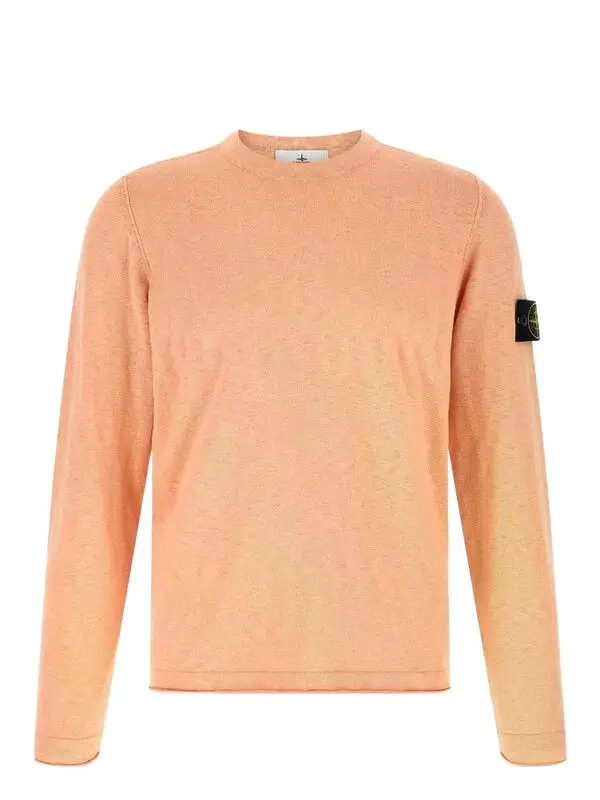 Stone Island Crew-neck Sweater With Logo Badge - Orange