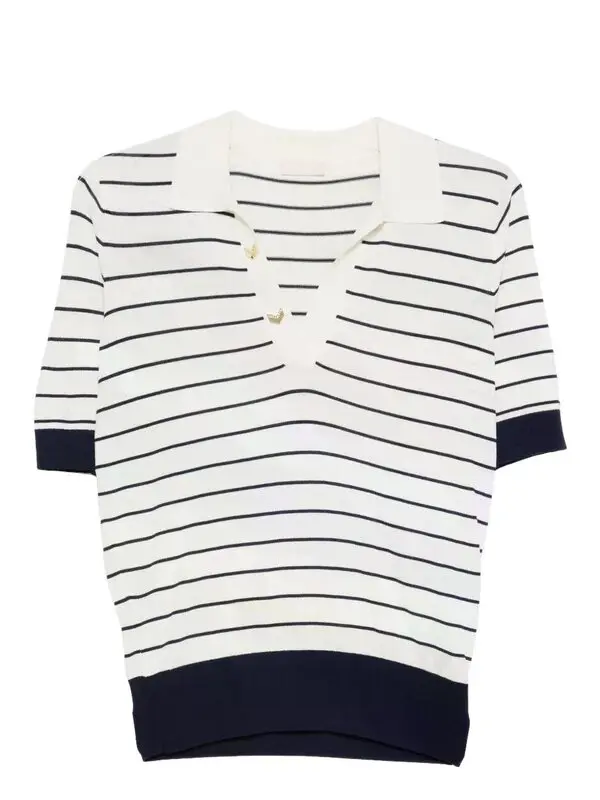 Liu Jo Striped Polo Top - Neutrals