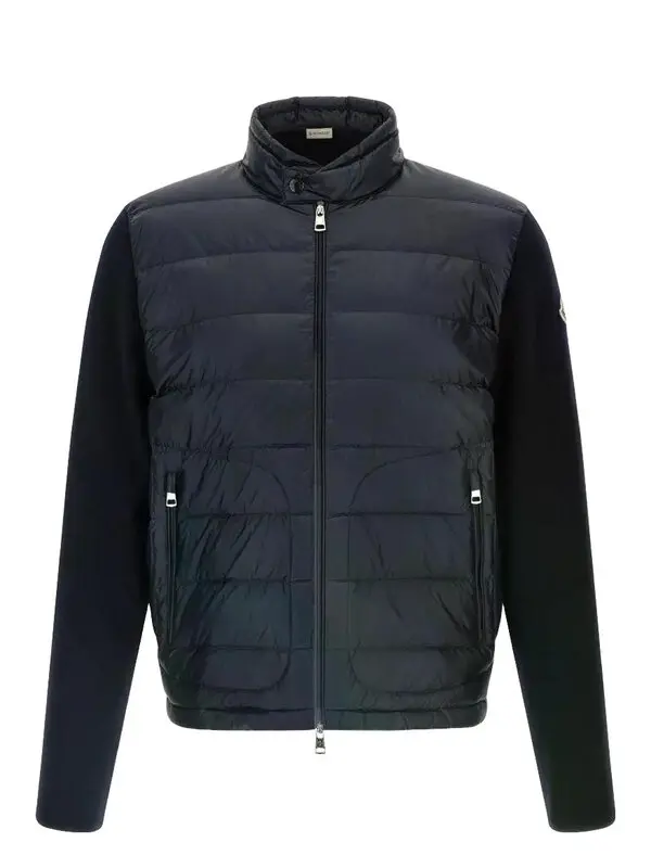 Moncler Zip-up Ribbed-knit Jacket - Blue